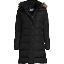 LANDS' END Daunenmantel mit Kapuze, Damen,  Schwarz, Polyester, by Lands' End