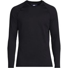 LANDS' END Lang&auml;rmeliges Expedition Thermaskin Rundhals-Shirt, Herren,  Schwarz, Polyester-Mischung, by Lands' End