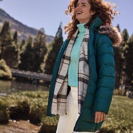 LANDS' END Daunenmantel mit Kapuze, Damen,  Blau, Polyester, by Lands' End