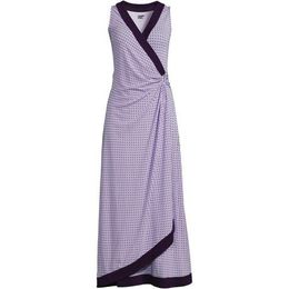 LANDS' END Ärmelloses Maxi-Wickelkleid aus Baumwolle/Modal-Mix, Damen,  Lila, Baumwolle Modal, by Lands' End