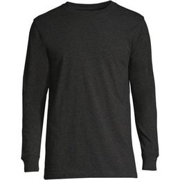 LANDS' END Super-T Langarm-Shirt, Classic Fit, Herren,  Schwarz, Baumwolle, by Lands' End
