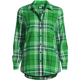 LANDS' END Boyfriend-Bluse aus Flanell, Damen,  Gr&uuml;n, Baumwolle, by Lands' End