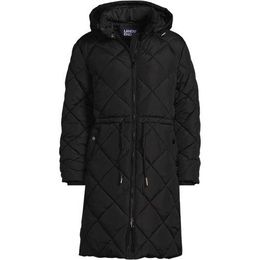 LANDS' END Steppmantel mit geraffter Taille, Damen,  Schwarz, by Lands' End