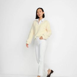 LANDS' END Kurze Schlagjeans, Damen,  Weiß, Elasthan/Baumwoll-Mischung/Polyester-Mischung, by Lands' End