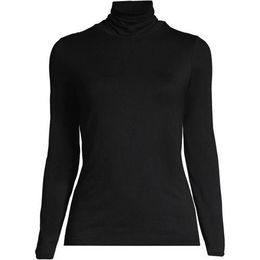 LANDS' END Rollkragenshirt aus Baumwoll/Modalmix, Damen,  Schwarz, Baumwolle/Elasthan/Baumwolle Modal, by Lands' End