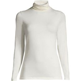 LANDS' END Rollkragenshirt aus Baumwoll/Modalmix, Damen,  Wei&szlig;, Baumwolle/Elasthan/Baumwolle Modal, by Lands' End