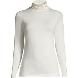 LANDS' END Rollkragenshirt aus Baumwoll/Modalmix, Damen,  Wei&szlig;, Baumwolle/Elasthan/Baumwolle Modal, by Lands' End