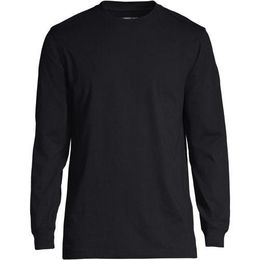 LANDS' END Super-T Langarm-Shirt, Classic Fit, Herren,  Schwarz, Baumwolle, by Lands' End