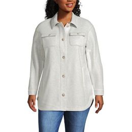 LANDS' END Luxe Fleece-Hemdjacke, Damen,  Grau, Polyester, by Lands' End