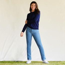 LANDS' END Straight Fit Cordhose Mid Waist, Damen,  Blau, Baumwoll-Mischung, by Lands' End