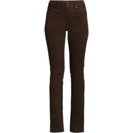 LANDS' END Straight Fit Cordhose Mid Waist, Damen,  Braun, Baumwoll-Mischung, by Lands' End