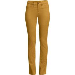 LANDS' END Straight Fit Cordhose Mid Waist, Damen,  Gelb, Baumwoll-Mischung, by Lands' End
