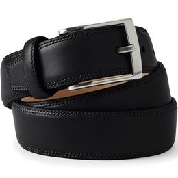 LANDS' END Klassischer G&uuml;rtel aus Handschuh-Leder, Herren,  Schwarz, Leder/Messing, by Lands' End