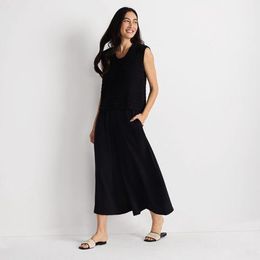 LANDS' END 7/8-Palazzohose Knitterfrei, Damen,  Schwarz, Polyester, by Lands' End