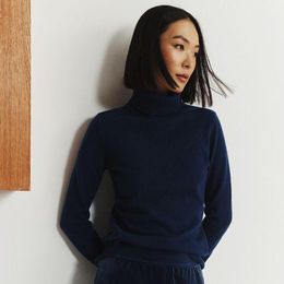 LANDS' END Rollkragen-Pullover aus Kaschmir, Damen,  Blau, Kaschmir, by Lands' End