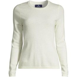 LANDS' END Kaschmir-Pullover mit rundem Ausschnitt, Damen,  Weiß, Kaschmir, by Lands' End