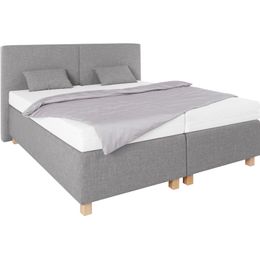 Boxspringbett, grau (strukturstoff grau), Liegefl&auml;che B/L: 180cm x 200cm, H3, Bonnell-Federkernmatratze, Westfalia Schlafkomfort, Komplettbetten, Boxspringbett, mit Zierkissen