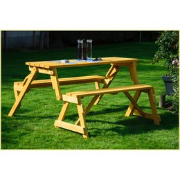 Gartentisch Dobar "2 in 1", gelb, B:138cm H:77cm T:144cm, Tische, BxTxH: 138x144x77 cm