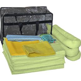eurokraft basic Leckage-Notfallset mit Einweg-Abdichtmatte, Tasche, Abdichtmatte, Vliese, Bindung 50 l, Ausführung Chemikalien, gelb