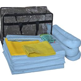 eurokraft basic Leckage-Notfallset mit Einweg-Abdichtmatte, Tasche, Abdichtmatte, Vliese, Bindung 50 l, Ausführung Öl, blau