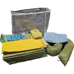 eurokraft basic Leckage-Notfallset mit Einweg-Abdichtmatte, Tasche, Abdichtmatte, Vliese, Bindung 20 l, Ausführung Chemikalien, gelb
