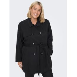 Trenchcoat Only CARMAKOMA "CARVALERIE TRENCHCOAT OTW", Damen, Gr. M (46/48), schwarz, Web, Obermaterial: 100% Polyester, unifarben, casual, regular fit taillenbedeckt, Langarm, Mäntel