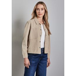 Jeansjacke Street One, Damen, Gr. 40, beige (safari beige wash), Jeans, 70% Lyocell, 30% Baumwolle, unifarben, casual, normal normal, V-Ausschnitt, Langarm Bündchen, Jacken, mit Knopfleiste