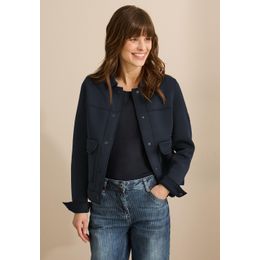 Kurzjacke Cecil, Damen, Gr. L (42), blau (schwarz navy blau), Stoff, Obermaterial: 93% Polyester, 7% Elasthan; Futter: 100% Polyester, unifarben, casual, normal kurz, V-Ausschnitt, Langarm Bündchen, Jacken, aus elastischem Materialmix