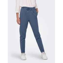 Jogger Pants Only "ONLPOPTRASH LIFE EASY COL PANT PNT NOOS", Damen, Gr. L (40), Länge 30, blau (vintage indigo), Milano Rib, Obermaterial: 63% Viskose, 32% Nylon, 5% Elasthan, unifarben, modisch, regular fit lang, Hosen, bequeme Form mit elastischem Bund und Kordelzug