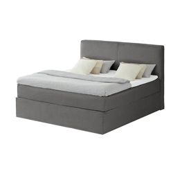 Boxi Boxspringbett mit trendigem Keder Boxi ¦ grau ¦ Maße (cm): B: 180 H: 125