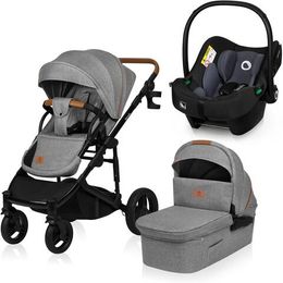 lionelo Mari Tour 3in1 Kombikinderwagen mit Babywanne und Babyschale grau