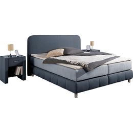 Boxspringbett Home Affaire "Cesson, in verschiedenen Breiten", blau, B:207cm L:207cm, Komplettbetten, Boxspringbett, inkl. Topper, wahlweise in H2, H3 oder H4 erh&auml;ltlich