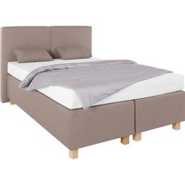 Boxspringbett, beige (strukturstoff beige), Liegefl&auml;che B/L: 140cm x 200cm, H2, Bonnell-Federkernmatratze, Westfalia Schlafkomfort, Komplettbetten, Boxspringbett, mit Zierkissen