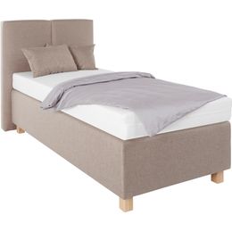 Boxspringbett, beige (strukturstoff beige), Liegefl&auml;che B/L: 90cm x 200cm, H3, Bonnell-Federkernmatratze, Westfalia Schlafkomfort, Komplettbetten, Boxspringbett, mit Zierkissen