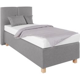 Boxspringbett, grau (strukturstoff grau), Liegefl&auml;che B/L: 90cm x 200cm, H3, 5-Zonen-Tonnentaschen-Federkernmatratze, Westfalia Schlafkomfort, Komplettbetten, Boxspringbett, mit Zierkissen