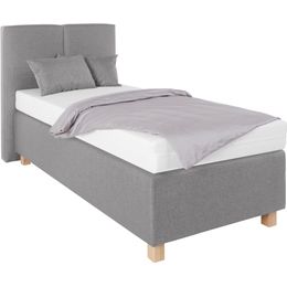 Boxspringbett, grau (strukturstoff grau), Liegefl&auml;che B/L: 90cm x 200cm, H3, Bonnell-Federkernmatratze, Westfalia Schlafkomfort, Komplettbetten, Boxspringbett, mit Zierkissen