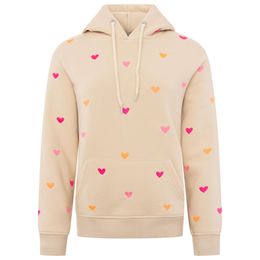 Hoodie Zwillingsherz ""Hearts"", Damen, Gr. L/XL (L/XL), beige (hellbeige), Sweatware, Obermaterial: 50% Baumwolle, 50% Polyester, regular fit hüftbedeckend, ohne Ausschnitt, angesetztes Bündchen, Sweatshirts, mit Mini Me Style für Mütter & Töchter