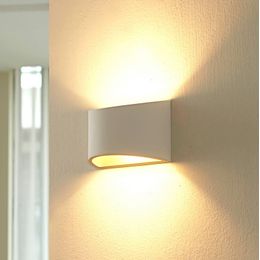 LINDBY Wandleuchte Heiko, up/down, Gips, weiß, Höhe 12 cm