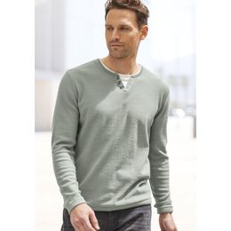 H.I.S. Strickpullover H.I.S, Herren, Gr. 3XL (64/66), gr&uuml;n (salbei), Feinstrick, Obermaterial: 60% Baumwolle, 40% Polyester, unifarben, regular fit normal, Rundhals, Rollkanten, Pullover Strickpullover, Pullover mit hochwertiger Halslochverarbeitung in double-layer Optik
