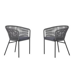 Ambia Garden Gartensessel-Set , Grau, Schwarz , Metall, Textil , 56x59x72 cm , Stühle