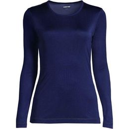 LANDS' END Seidenunterhemd mit Rundhalsausschnitt, Damen,  Blau, Seide, by Lands' End