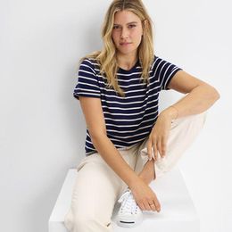 LANDS' END Supima Kurzarm-Shirt mit rundem Ausschnitt, Damen,  Blau, Baumwolle, by Lands' End