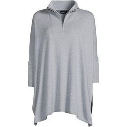 LANDS' END Poncho mit Reißverschluss, Damen,  Grau, Polyacryl/Baumwoll-Mischung/Nylon-Mischung, by Lands' End