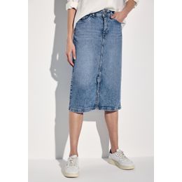 Jeansrock Street One, Damen, Gr. 34, medium blau authentic, Jeans, 99% Baumwolle, 1% Elasthan, unifarben, casual, gerade knielang, Röcke, im Denim Look