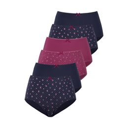 Taillenslip Petite Fleur, Damen, Gr. 32/34, blau (navy, berry), Single Jersey, Obermaterial: 95% Baumwolle, 5% Elasthan, gemustert, unifarben, körpernah, Unterhosen, aus elastischer Baumwolle