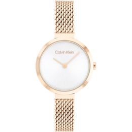 Calvin Klein Quarzuhr »MINIMALISTIC T BAR 28 mm« Armbanduhr, Damenuhr, Mineralglas, Edelstahlarmband roségoldfarben Moderne Armbanduhr für Damen