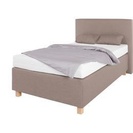 Boxspringbett, beige (strukturstoff beige), Liegefl&auml;che B/L: 120cm x 200cm, H2, 7-Zonen-Kaltschaummatratze, Westfalia Schlafkomfort, Komplettbetten, Boxspringbett, mit Zierkissen