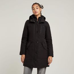 G-Star Raw Parka G-STAR "Vodan Parka", Damen, Gr. S, schwarz (dk schwarz), Web, Obermaterial: 57% Elastomultiester, 43% Polyester, unifarben, casual, slim fit hüftbedeckend, Langarm, Jacken