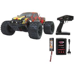 RC-Monstertruck Jamara "Nightstorm Monstertruck BL 4WD", bunt (rot, schwarz, gelb), Fernlenkfahrzeuge, KinderB:34,0cm H:21,0cm, 1:10, 2,4 GHz, mit LED, B:34,0cm H:21,0cm