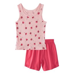 Pyjama Buffalo, Kinder, Gr. 122/128, pink (pink, gemustert), Jersey, Obermaterial: 100% Baumwolle, bedruckt, Basic, bequem kurz, Rundhals, Kurzarm abgesteppte Kante, Homewear-Sets